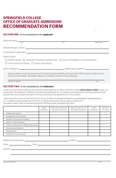 FREE 50+ Recommendation Forms in PDF | MS Word