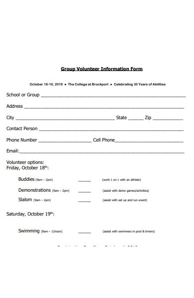 FREE 51+ Volunteer Forms in PDF | MS Word | Excel