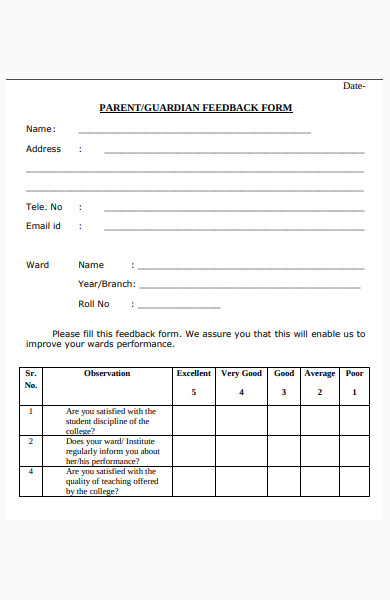FREE 51+ Feedback Form Samples in PDF | MS Word | Excel