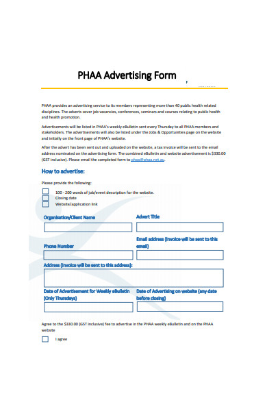 FREE 35+ Advertising Forms in PDF | MS Word | XLS