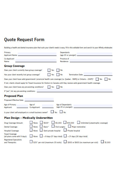 FREE 52+ Quote Forms in PDF | MS Word | Excel