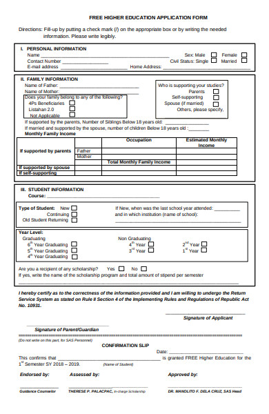 FREE 56+ Education Form Samples, PDF, MS Word, Google Docs, Excel