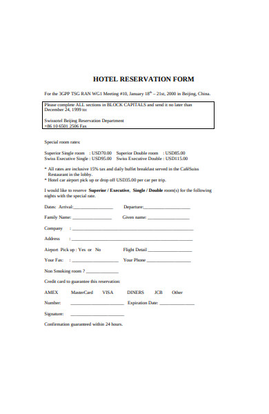 FREE 38+ Hotel Booking Form Samples, PDF, MS Word, Google Docs