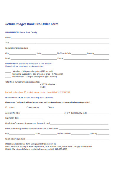 FREE 51+ Pre Order Forms in PDF | MS Word | Excel