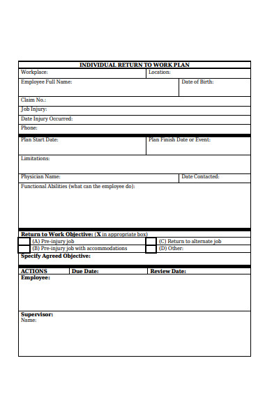 FREE 54+ Return to Work Form Samples, PDF, MS Word, Google Docs