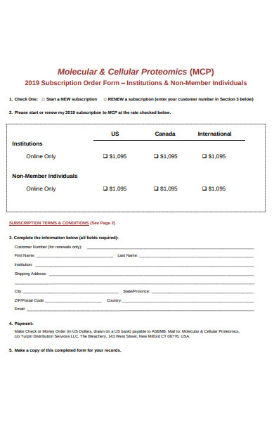 FREE 52+ Subscription Forms in PDF | MS Word | Excel