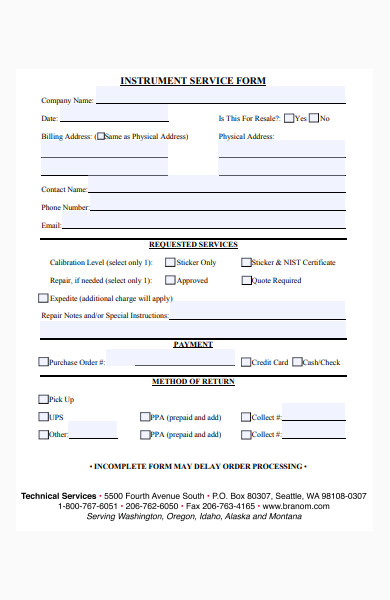 FREE 53+ Services Forms in PDF | MS Word | Excel