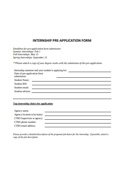 FREE 50+ Internship Application Form Samples, PDF, MS Word, Google Docs