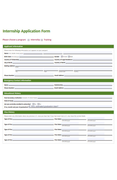 FREE 50+ Internship Application Form Samples, PDF, MS Word, Google Docs