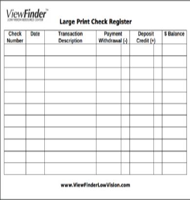 FREE 6+ Checkbook Register Forms in PDF | Excel