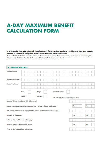 FREE 31+ Calculation Forms in PDF | MS Word