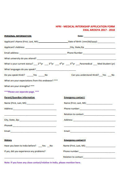 FREE 46+ Internship Application Forms in PDF | MS Word