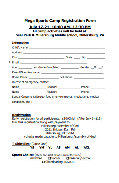 FREE 37+ Best Sports Registration Forms in PDF | MS Word | Excel