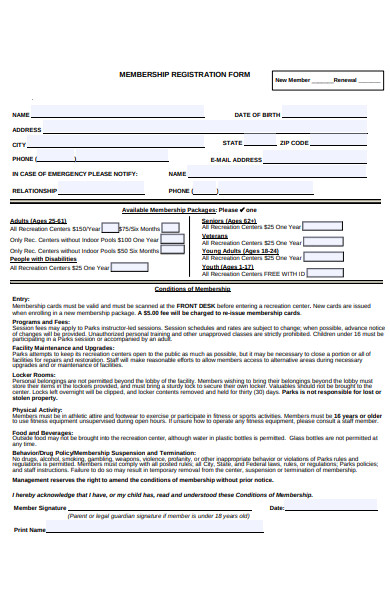 FREE 56+ Membership Form Samples, PDF, Word, Google Docs, Excel