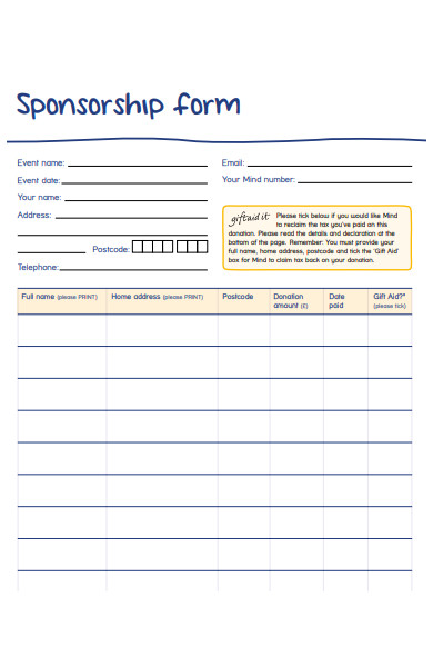 FREE 56+ Sponsorship Form Samples, PDF, MS Word, Google Docs, Excel