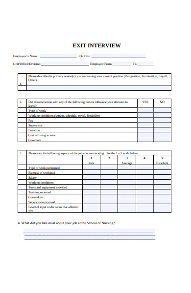 FREE 51+ Exit Interview Forms in PDF | MS Word | Excel