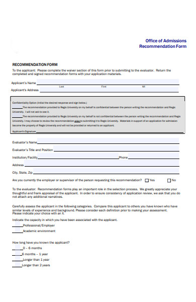 FREE 50+ Recommendation Forms in PDF | MS Word