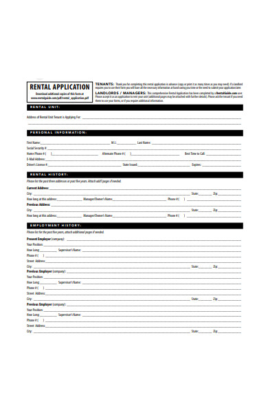 FREE 32+ Rental Application Forms in PDF | MS Word | XLS