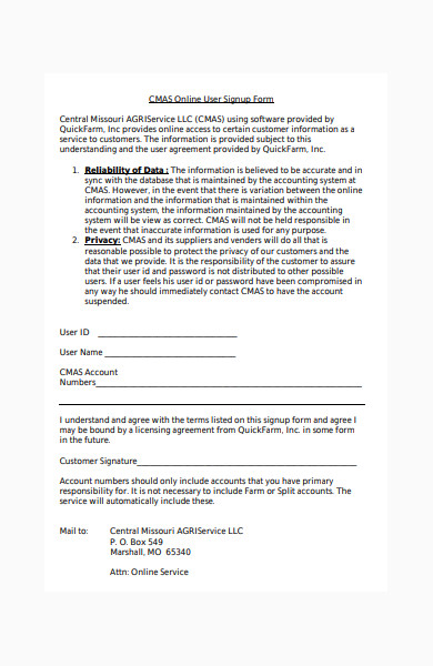 FREE 51+ Signup Forms in PDF | MS Word | XLS
