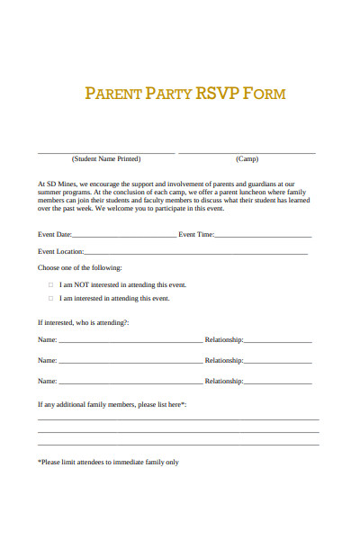 FREE 50+ RSVP Forms in PDF | MS Word