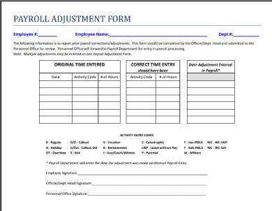 FREE 7+ Payroll Adjustment Forms in MS Word | PDF | Excel