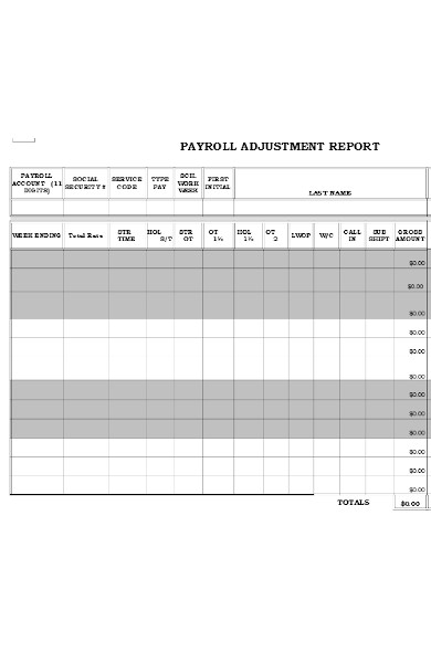 FREE 7+ Payroll Adjustment Forms in MS Word | PDF | Excel