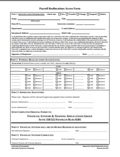 FREE 4+ Payroll Reallocation Forms in PDF | Excel