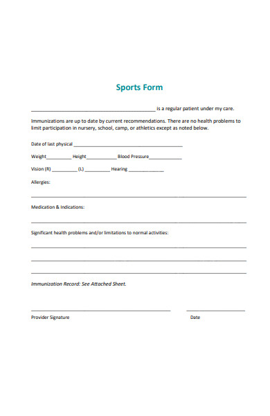 FREE 53+ Sports Forms in PDF | MS Word | Excel