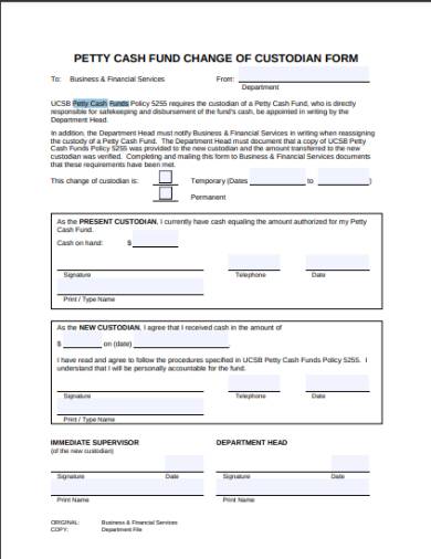 FREE 7+ Change in Custodian Forms in MS Word | PDF | Excel