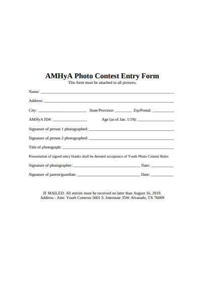 FREE 36+ Contest Entry Form Samples, PDF, MS Word, Google Docs, Excel