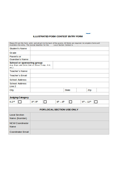 FREE 36+ Contest Entry Form Samples, PDF, MS Word, Google Docs, Excel