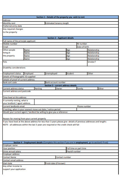 FREE 35+ Tenant Application Forms in PDF | MS Word