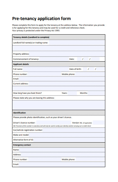 FREE 35+ Tenant Application Forms in PDF | MS Word