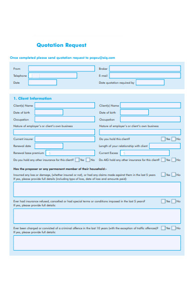 FREE 52+ Quote Forms in PDF | MS Word | Excel