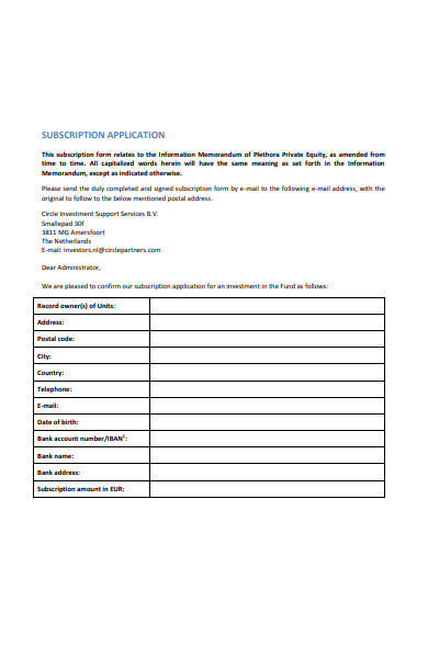 FREE 52+ Subscription Forms in PDF | MS Word | Excel