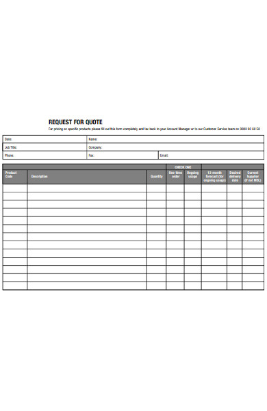 FREE 52+ Quote Forms in PDF | MS Word | Excel