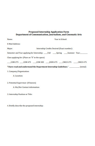 FREE 50+ Internship Application Form Samples, PDF, MS Word, Google Docs
