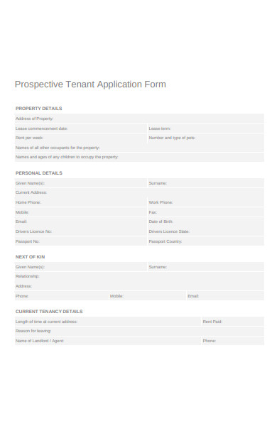 FREE 35+ Tenant Application Forms in PDF | MS Word