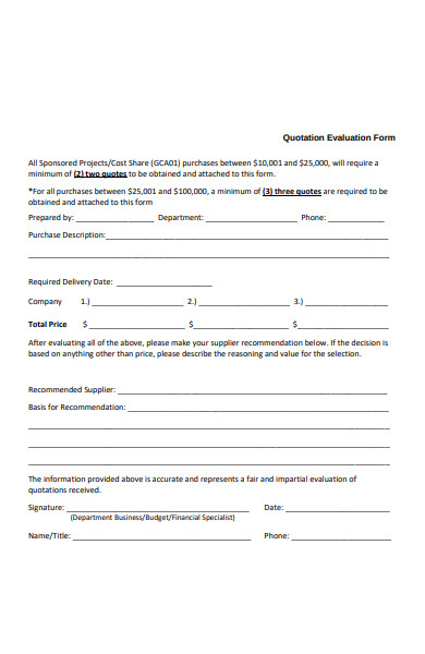 FREE 52+ Quote Forms in PDF | MS Word | Excel