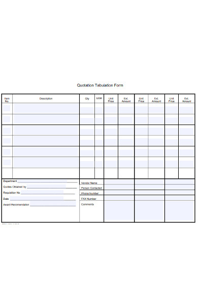 FREE 52+ Quote Forms in PDF | MS Word | Excel