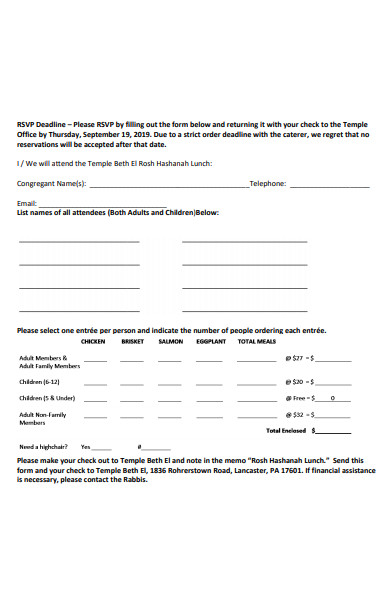 FREE 50+ RSVP Forms in PDF | MS Word