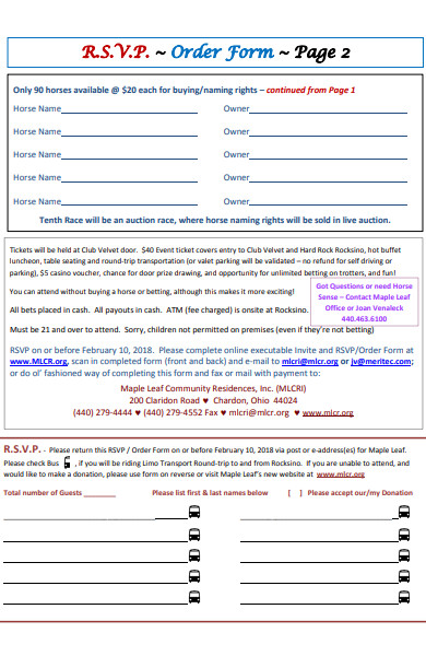 FREE 50+ RSVP Forms in PDF | MS Word