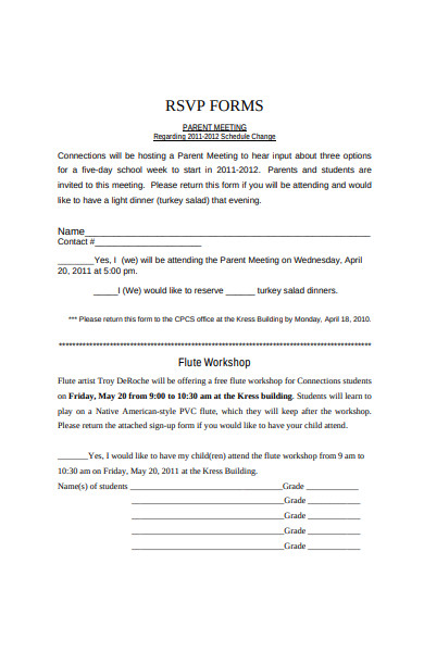 FREE 50+ RSVP Forms in PDF | MS Word