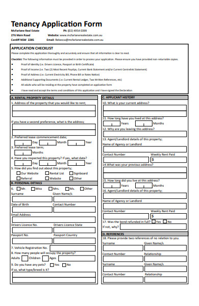 FREE 35+ Tenant Application Forms in PDF | MS Word