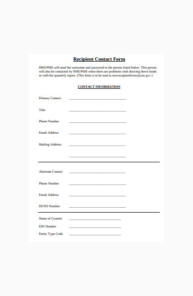 FREE 50+ Contact Forms in PDF | MS Word | Excel