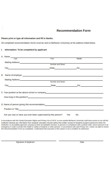 FREE 50+ Recommendation Forms in PDF | MS Word