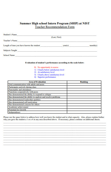 FREE 50+ Recommendation Forms in PDF | MS Word