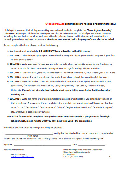 FREE 56+ Education Form Samples, PDF, MS Word, Google Docs, Excel