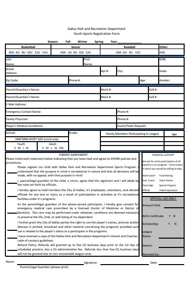 FREE 53+ Sports Forms in PDF | MS Word | Excel