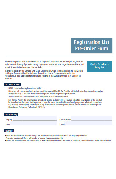 FREE 51+ Pre Order Forms in PDF | MS Word | Excel